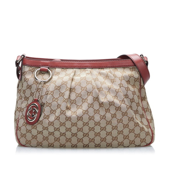 Gucci | Bags | Gucci Gg Canvas Suki Shoulder Bag 296834 Beige Wine Red ...